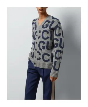 Gucci Logo Intarsia Button-up Cardigan