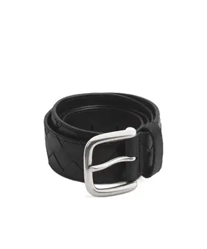 Bottega Veneta Intrecciato Leather Belt - Black
