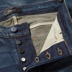 Amiri Ripped-detail Straight-leg Jeans