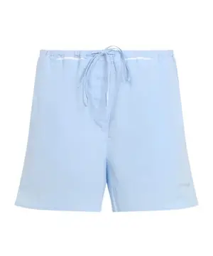 Miu Miu Cotton Boxer Shorts With Logo Detail - Blue