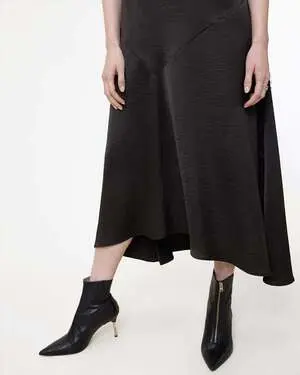 ALLSAINTS Lace Trim Asymmetrical Midi Dress