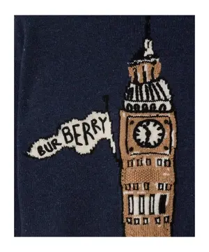 Burberry Big Ben Embroidered Wool Sweater - Storm