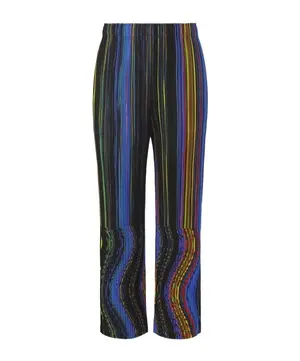 PLEATS PLEASE BY ISSEY MIYAKE Striped Elasticated Waistband Trousers