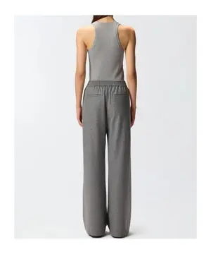 Pinko Elasticated Waist Wide Leg Flannel Trousers - Gray