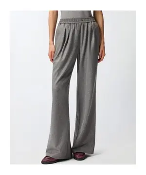 Pinko Elasticated Waist Wide Leg Flannel Trousers - Gray