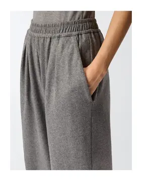 Pinko Elasticated Waist Wide Leg Flannel Trousers - Gray