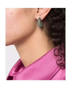 Amina Muaddi Logo Earrings - Black