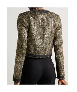 Ulla Johnson Anisa Double-breasted Metallic Tweed Cropped Jacket