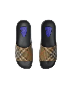Burberry Checked Slip-on Slides - Sand