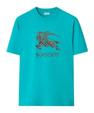 Burberry Ekd Checked Crewneck T-shirt - Atom Blue