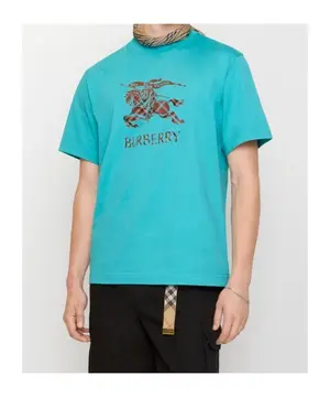 Burberry Ekd Checked Crewneck T-shirt - Atom Blue