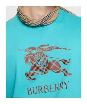 Burberry Ekd Checked Crewneck T-shirt - Atom Blue