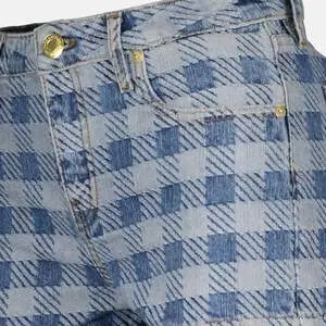 AMI Paris Checkered Denim Shorts - Gray