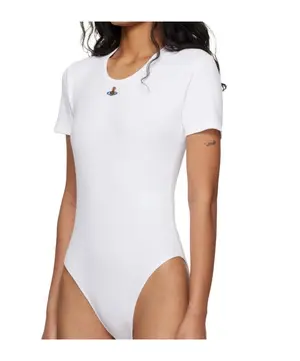 VIVIENNE WESTWOOD Ribbed Crewneck Bodysuit - White
