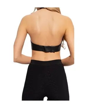 Balmain Leather Crop Top With Open Back