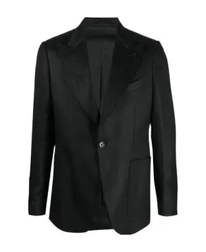 LARDINI Logo Charm Single-breasted Blazer - Black