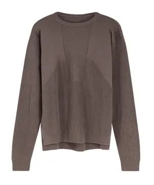 Rick Owens Ribbed Crew Neck Knitted Sweater - Brown