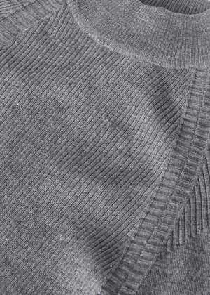 Loro Piana Ribbed High Neck Pullover - Gray