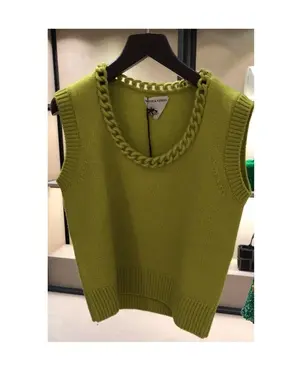Bottega Veneta Crochet Chain Detailed Ribbed Vest - Yellow