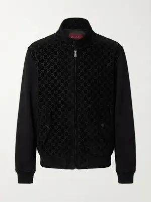 Gucci Embossed Gg Padded Bomber Jacket - Black