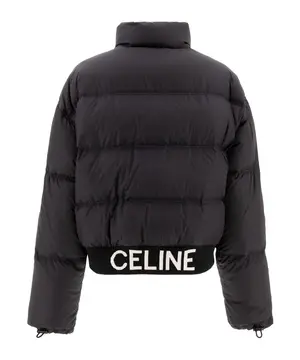 Celine Cropped Down Jacket In Lightweight Nylon - Black