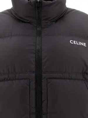 Celine Cropped Down Jacket In Lightweight Nylon - Black