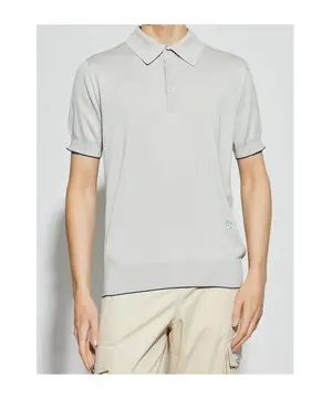 Balmain Logo Embroidered Polo Shirt - Grey