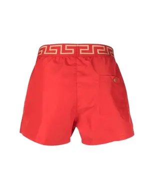 Versace Greca Logo Swim Shorts - Red