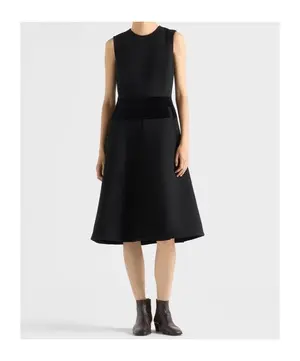 Prada Sleeveless Natté Fabric Dress With Flared Skirt