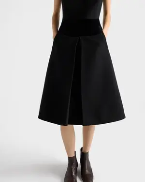 Prada Sleeveless Natté Fabric Dress With Flared Skirt