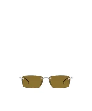 Gucci Gucci Rectangular Frame Sunglasses Shiny Silver-toned