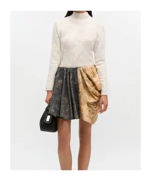 GANNI Floral Print Draped Mini Skirt