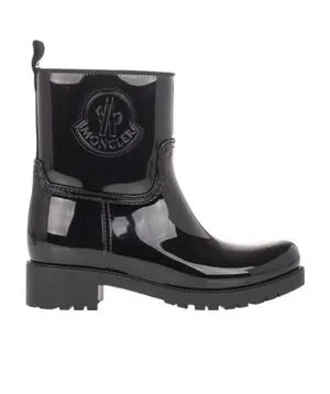 Moncler Patent Leather Ankle Boots - Black