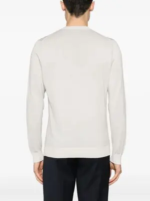 Malo V-neck Cotton Jumper - White