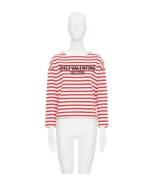 Valentino Garavani Logo Printed Striped Crewneck T-shirt - Red