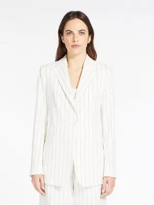 Max Mara Striped Cotton And Hemp Blend Blazer