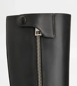 TOD'S Calfskin High-heeled Boots With Wooden Heel