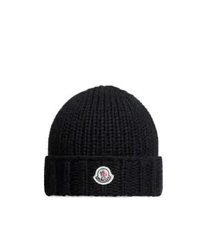 Moncler Logo Patch Beanie - Black