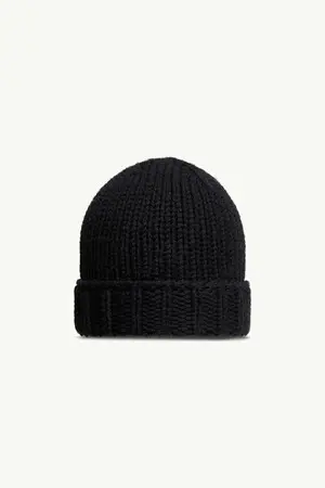 Moncler Logo Patch Beanie - Black