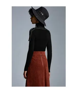 Moncler High-neck Ribbed Jumper With Embellished Shoulders