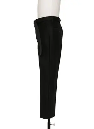 Sacai Belted Straight Leg Wool Trousers