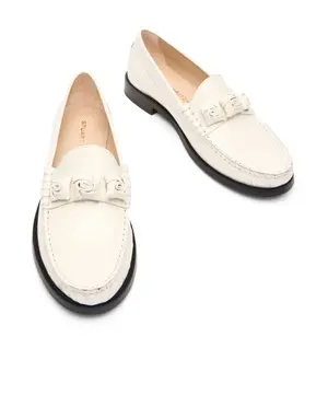 STUART WEITZMAN Rose Detail Loafers - Cream