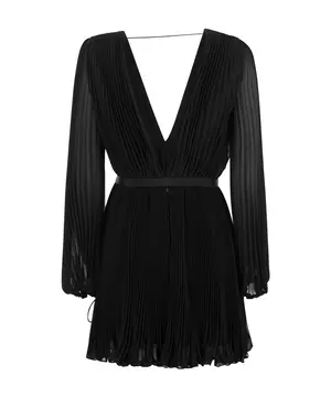 Max Mara Visita V-neck Pleated Mini Dress - Black
