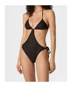 Missoni Sequined Zigzag Mesh One-piece Swimsuit - Brown