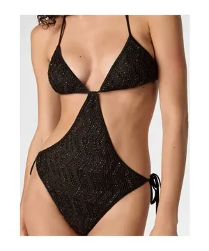 Missoni Sequined Zigzag Mesh One-piece Swimsuit - Brown