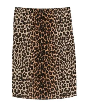 SAINT LAURENT Saint Laurent Leopard Print Midi Skirt