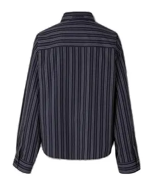 Balenciaga Pinstriped Long-sleeve Shirt With Lapel Collar