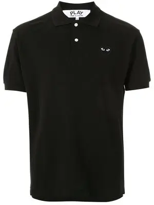 Play Comme Des Garcon Embroidered Logo Polo Shirt - Black