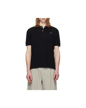 Play Comme Des Garcon Embroidered Logo Polo Shirt - Black