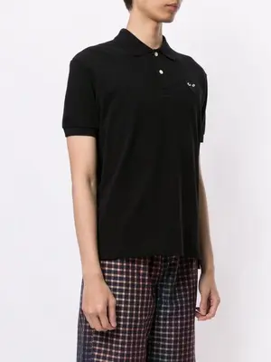 Play Comme Des Garcon Embroidered Logo Polo Shirt - Black